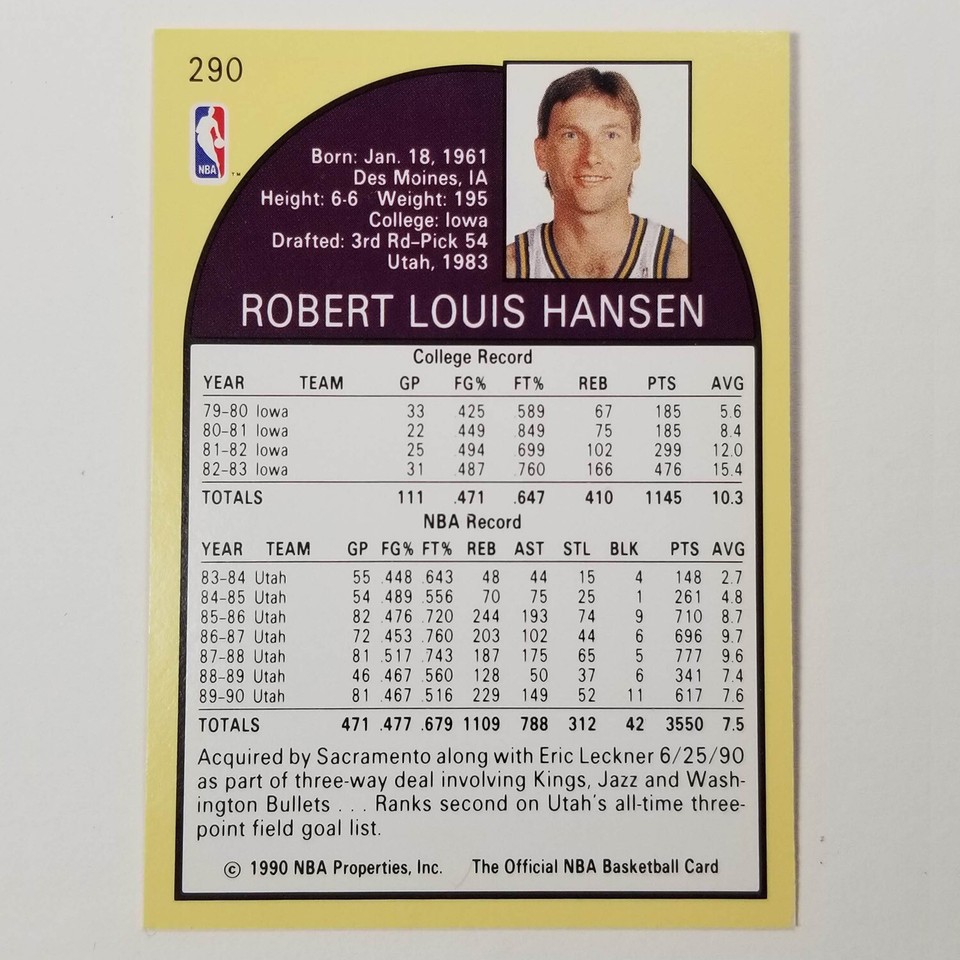 Bobby Hansen 1990 NBA Hoops #290 | eBay