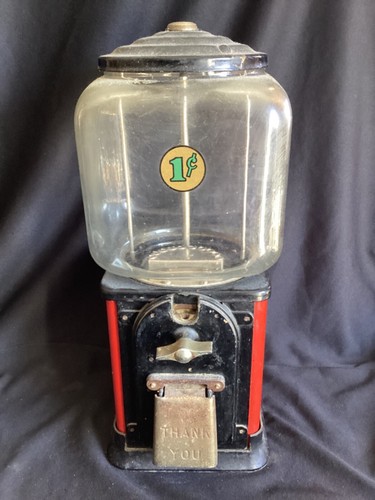 Victor Topper 1 Cent Penny Gumball Vending Machine w/Key Square Glass ...