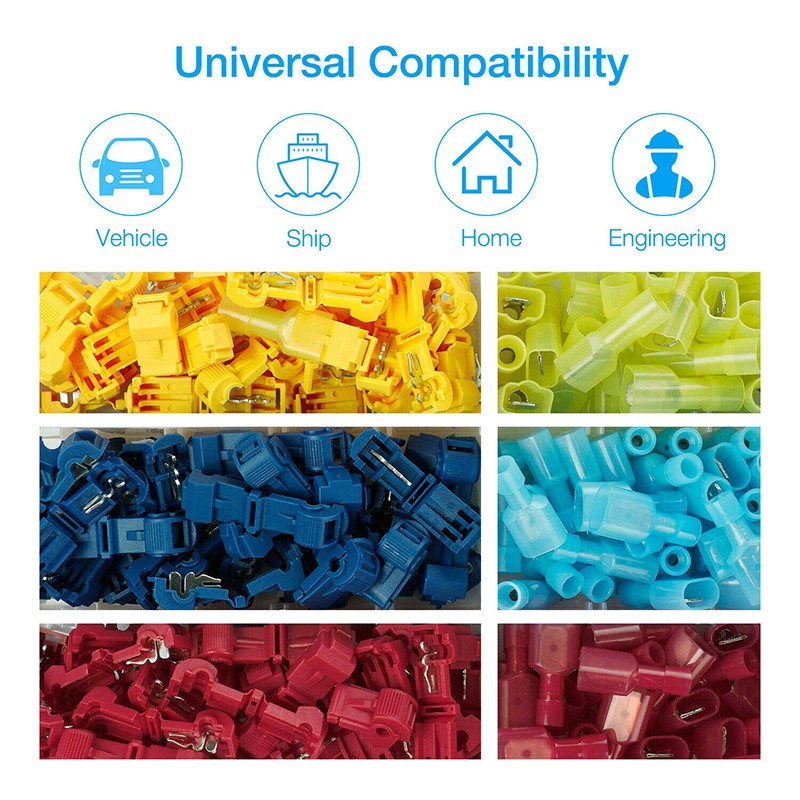 60pcs Insulated 22-10 AWG T-Taps Quick Splice Wire Terminal Connectors ...