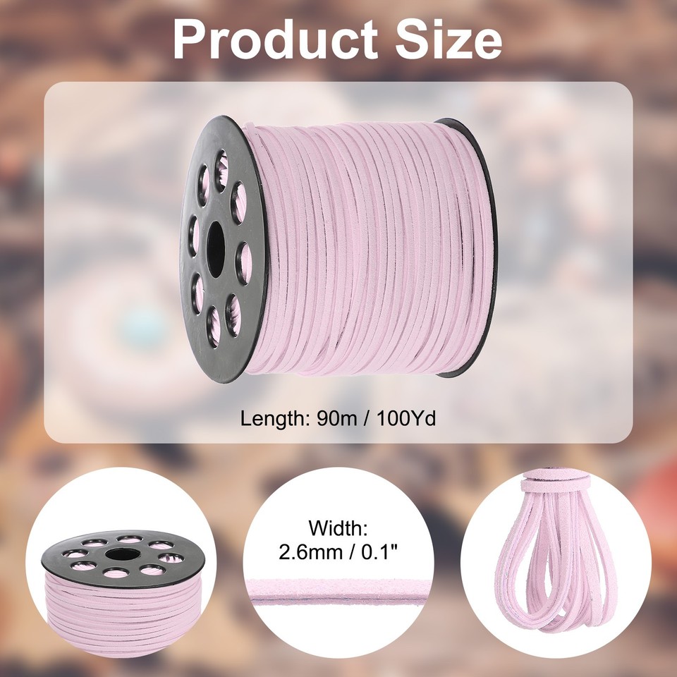 100 Yards x 2.6mm Faux Suede Leather Cord, Leather Lace String, Pink | eBay