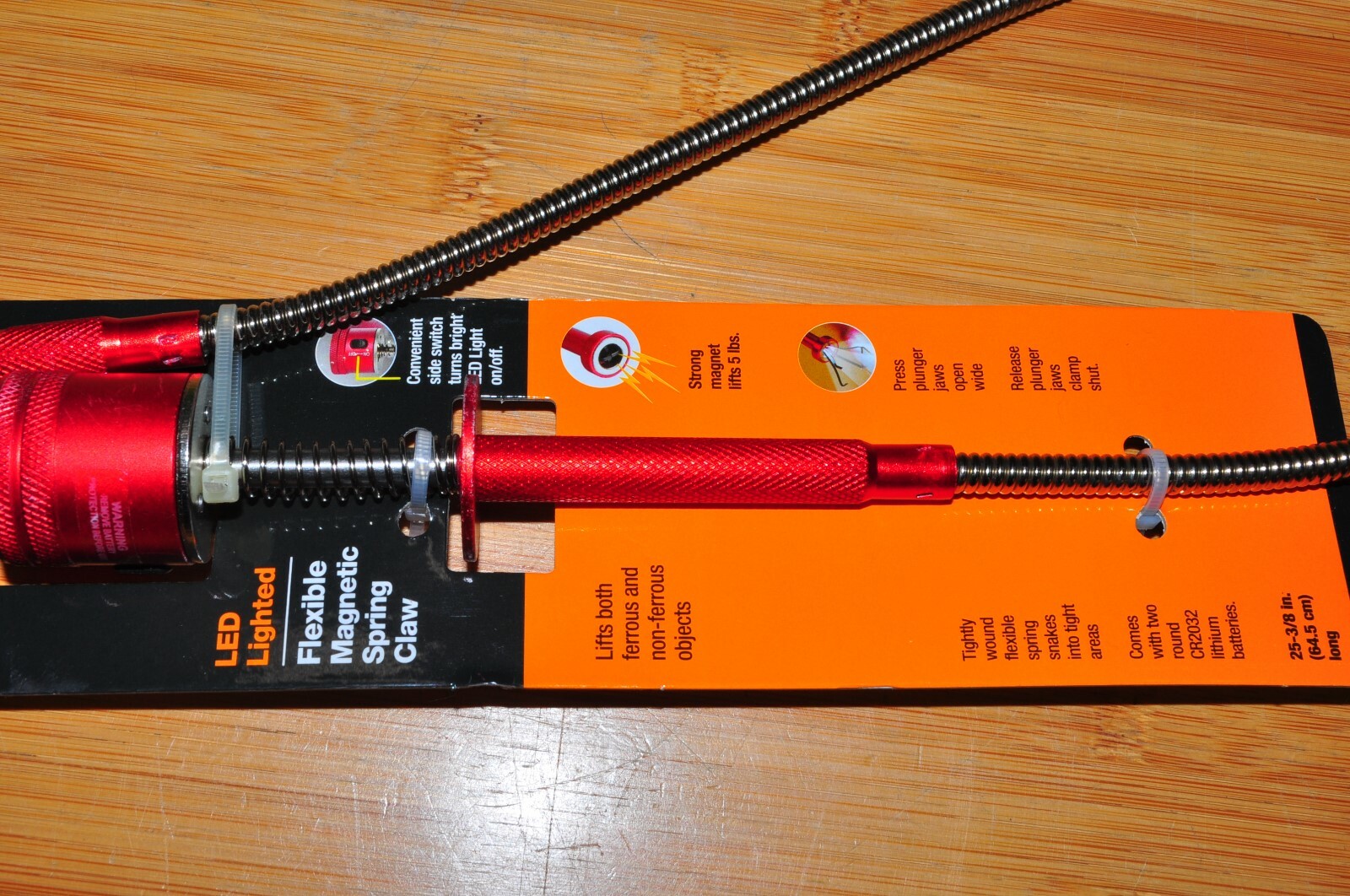 Ullman Devices 16MLT Magnetic Pick-Up Tool, Flexible Spring Claw, LED ...