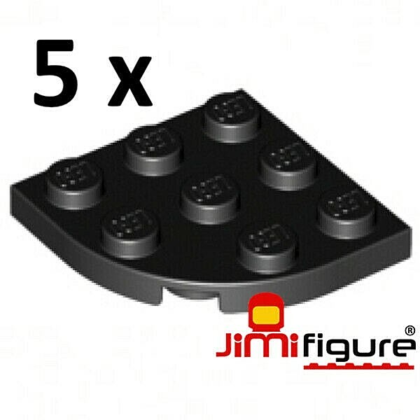 NEW 5 x LEGO 3x3 Plate with Round Corner Black 30357 Genuine Quarter 1/ ...