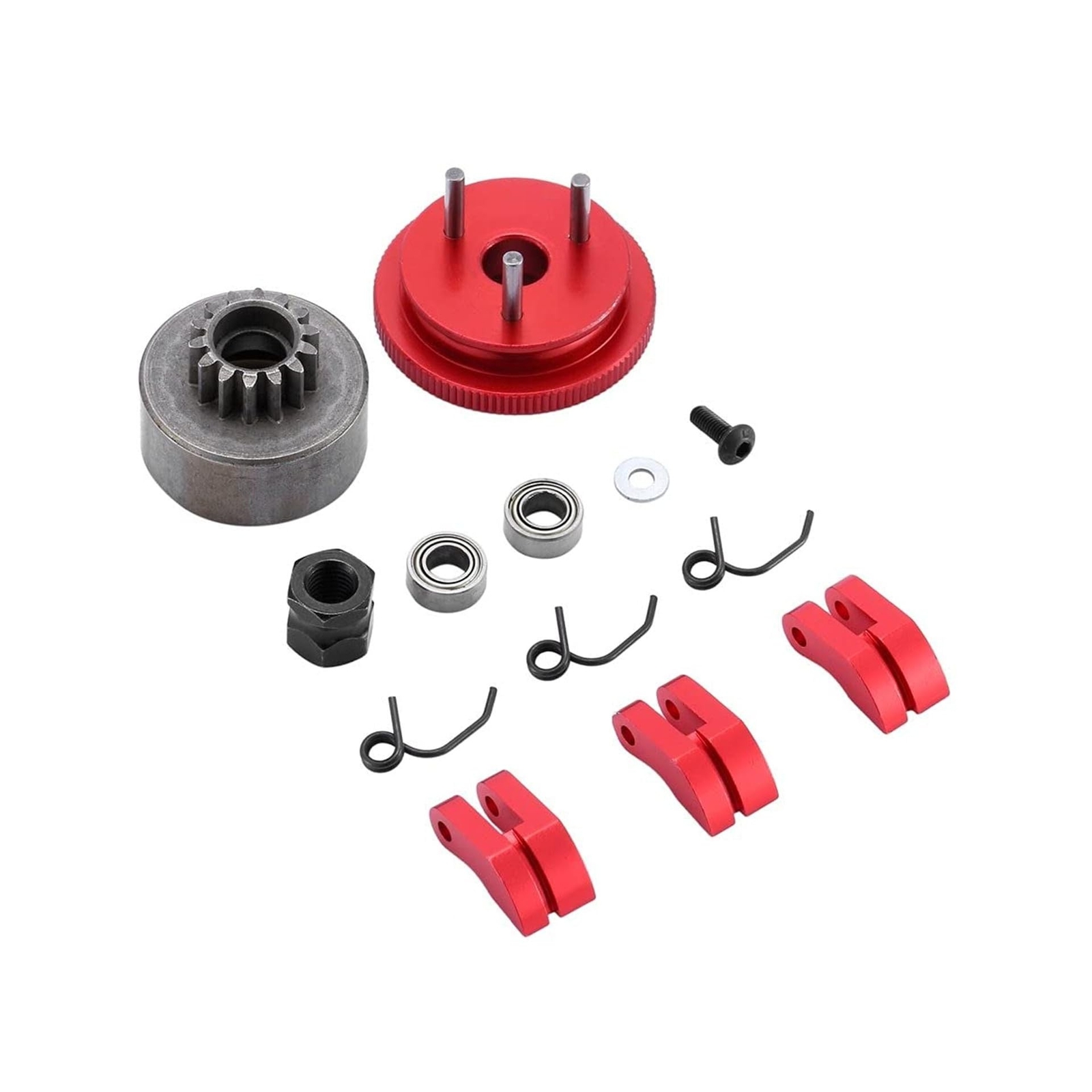 1/8 RC Car 14T Clutch Bell Flywheel Assembly Kit Shoes Bearings Gear ...