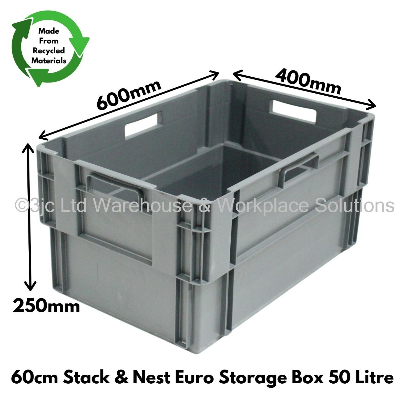 VGC Used 5 x Heavy Duty Plastic Storage Box Boxes Stackable Nestable ...
