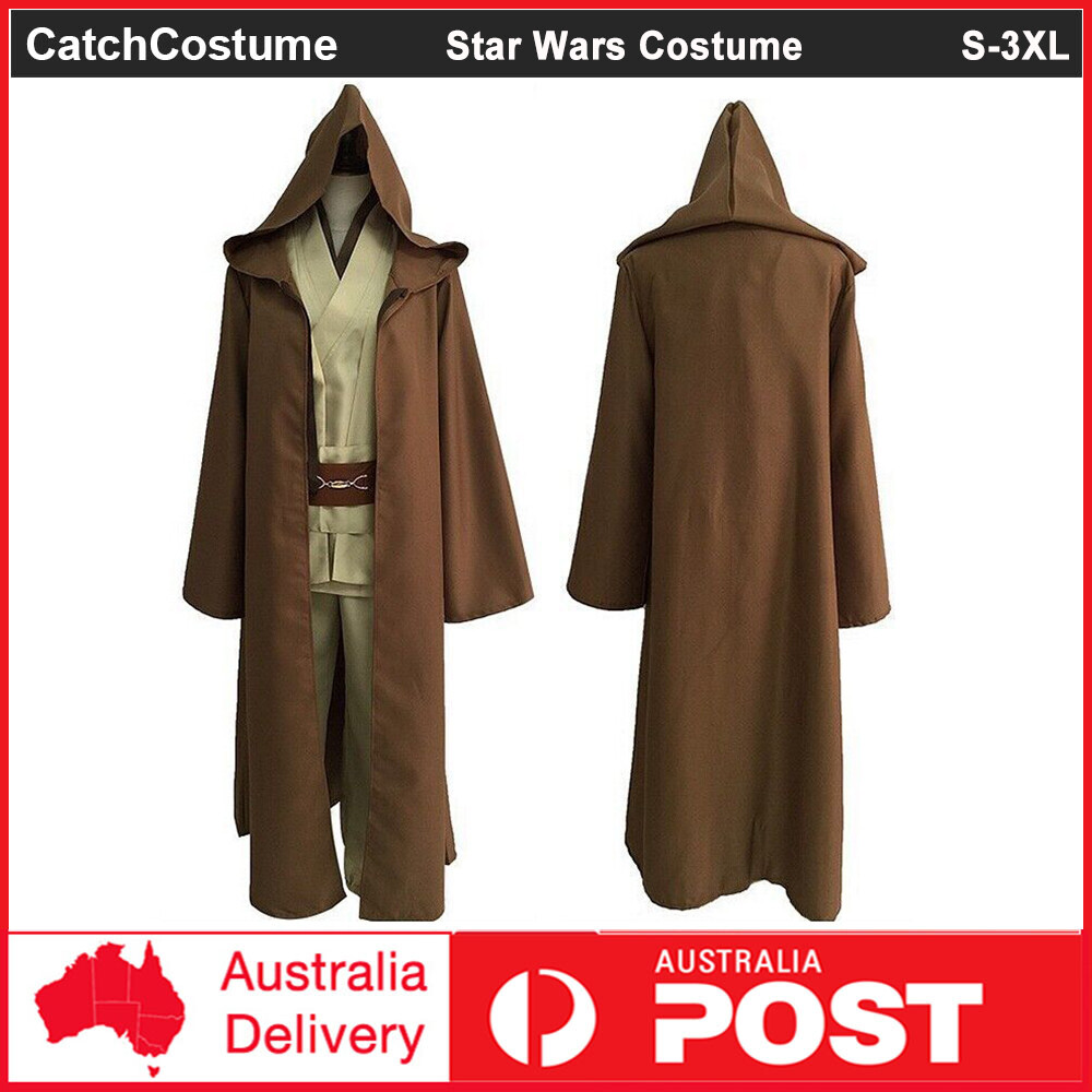 Men Star Wars Obi-Wan Kenobi Jedi Knight Master Cosplay Costume Cloak ...