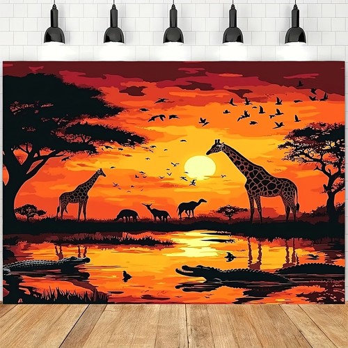 1pc Giant African Safari-Themed Backdrop, Durable Polyester, Animal ...