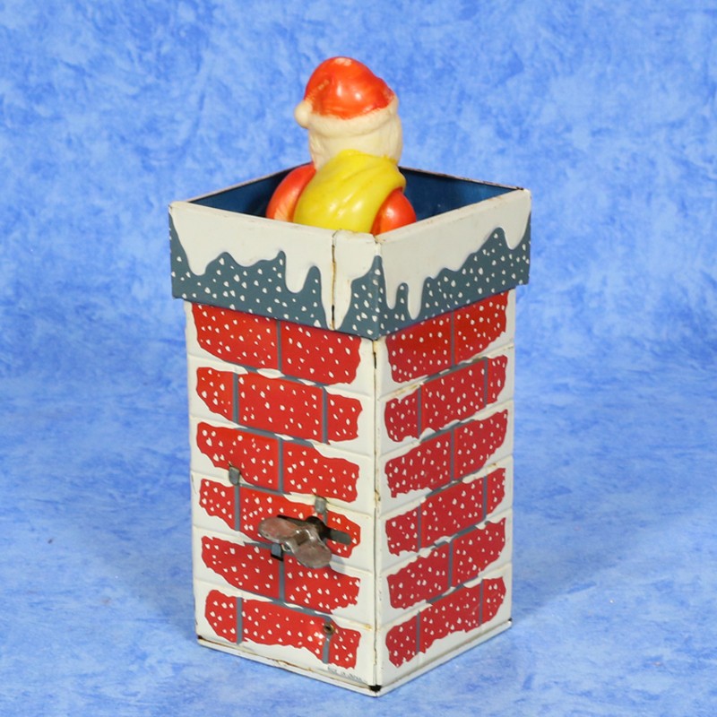 1950s SANTA IN CHIMNEY Christmas Wind-Up TIN TOY Japan NICE! | eBay