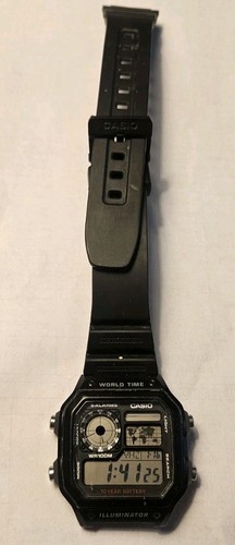 Casio AE-1200WH World Time Digital Watch 3299 Illuminator Water ...