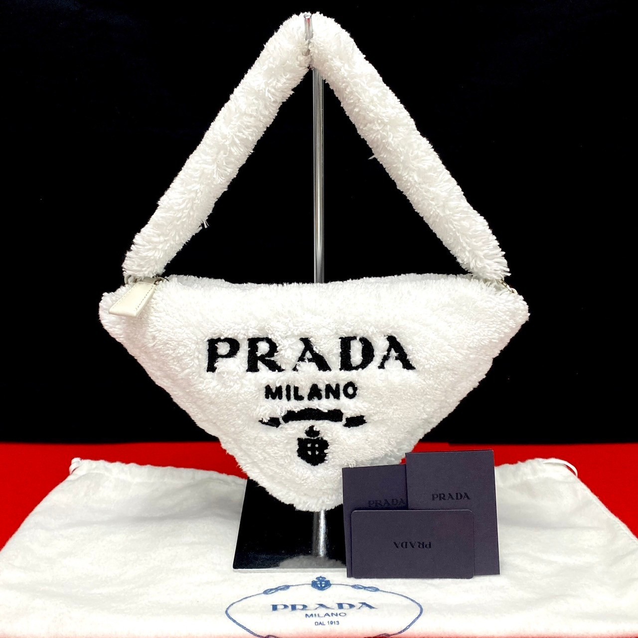 PRADA Triangle Terry Cloth Triangular logo Handbag pi… - Gem