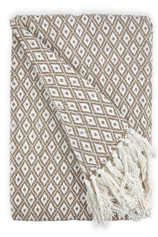 100% Cotton Woven Diamond Geometric Scandi Sofa / Bed Throw in 4 ...