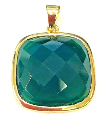 HSN Bellezza Jewelry Collection Bronze Green Agate Cushion Pendant | eBay