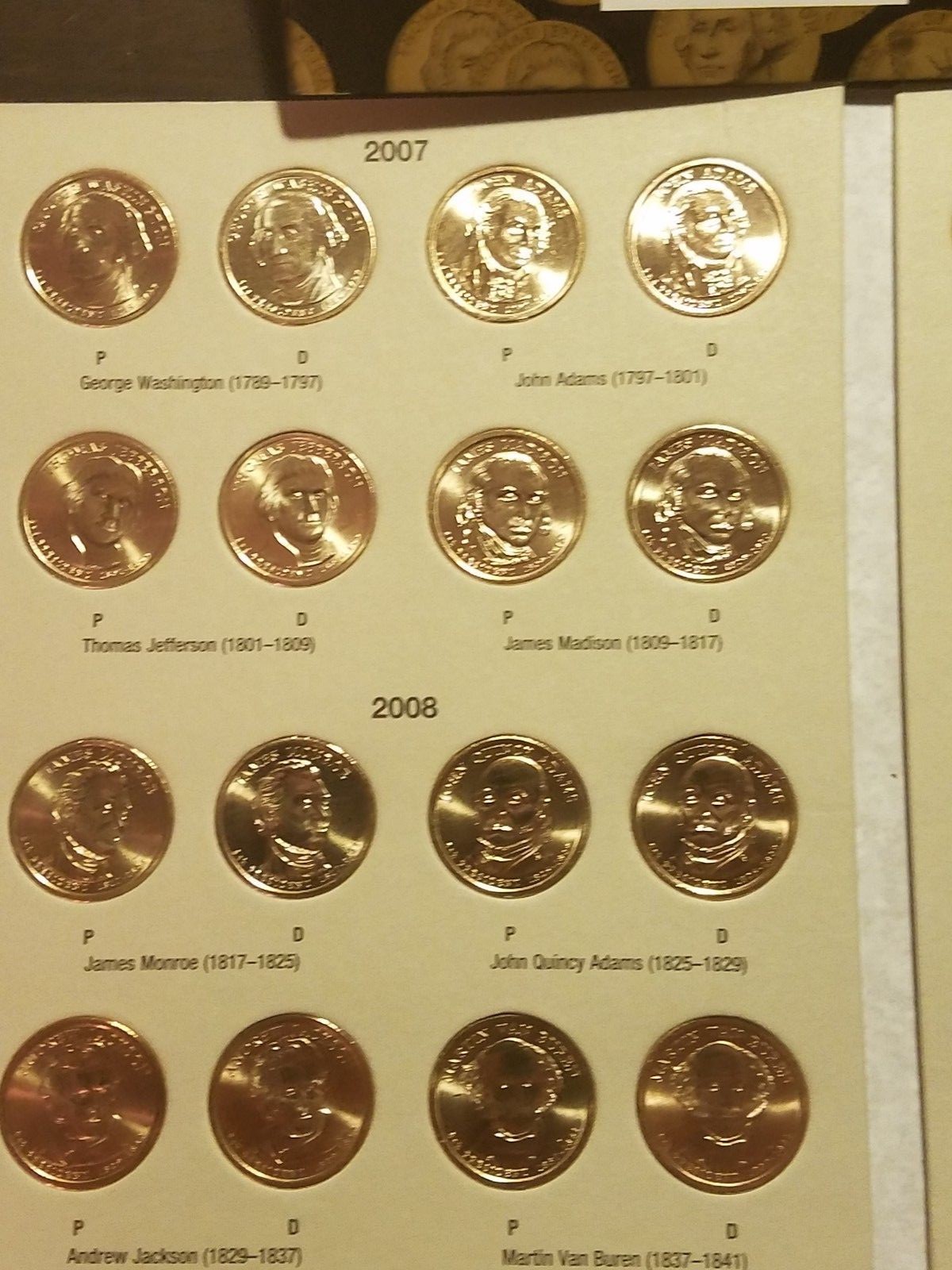 HE Harris Vol 1 Complete Set (P&D) 2007-2011 Presidential Gold Dollars ...