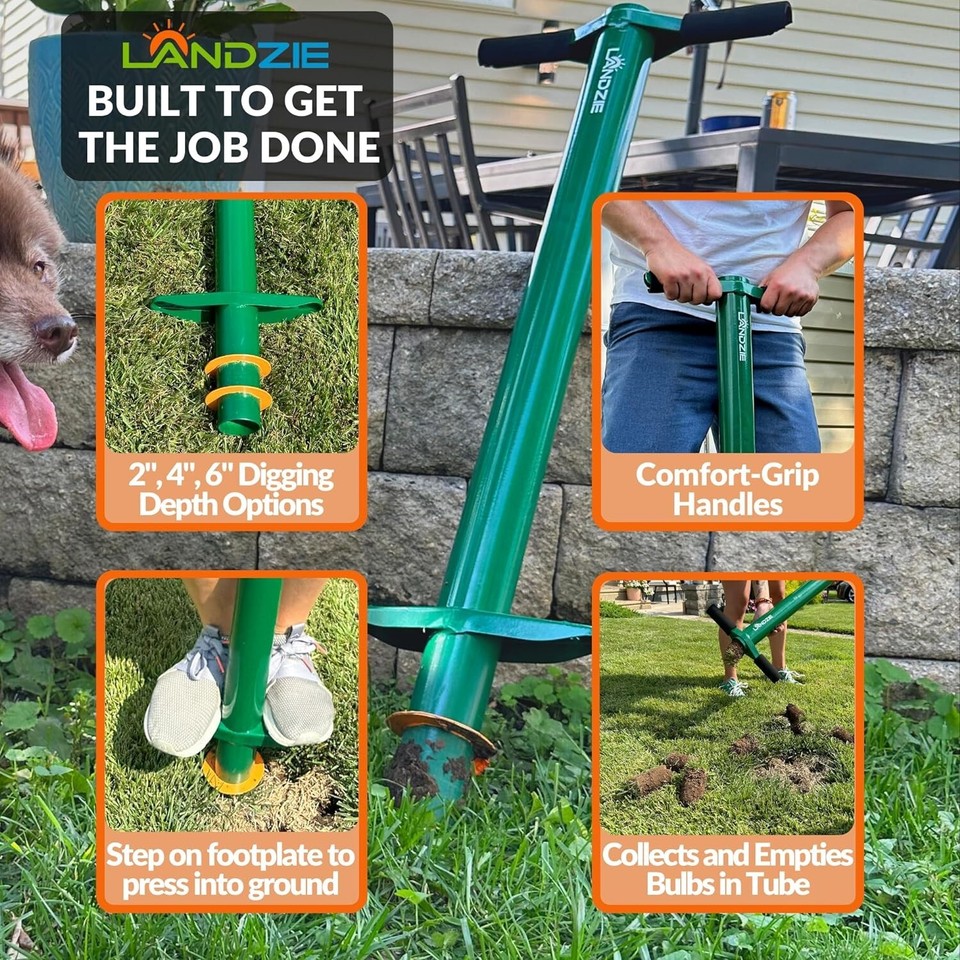 Landzie 5-in-1 Grass Plugger and Bulb Planter Tool for Lawn and Garden ...