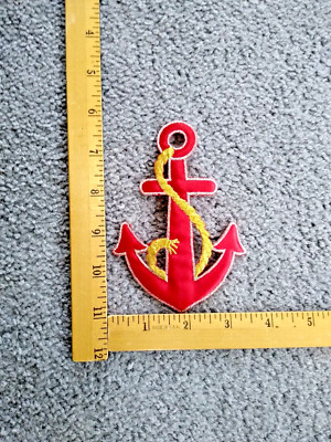 LOT OF 25 BIG NAUTICAL ANCHORS RED AND GOLD IRON ON PATCHES FREE ...