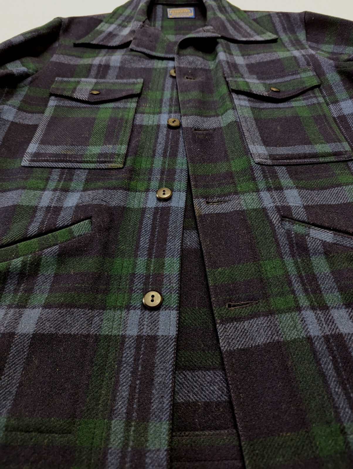 VTG 70s Pendleton Heavy Wool Tartan Plaid Button Down Jacket Size M ...