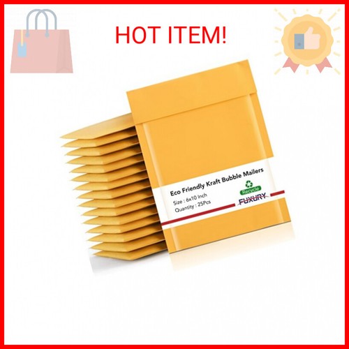 Fuxury Kraft Bubble Mailer 6x10 Inch 25 Pack，Strong Adhesion Padded ...