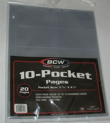 Pack of 20 BCW Pro 10-Pocket Business Card Album Pages archival binder ...