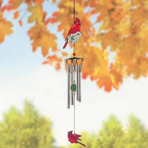 Metal Wind Chimes Hanging Bells Outdoor Ornament Cardinal Wind Chime ...
