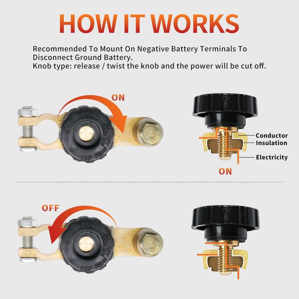 Top Post Battery Disconnect Switch,Quick Battery Disconnect Switch,Pair ...