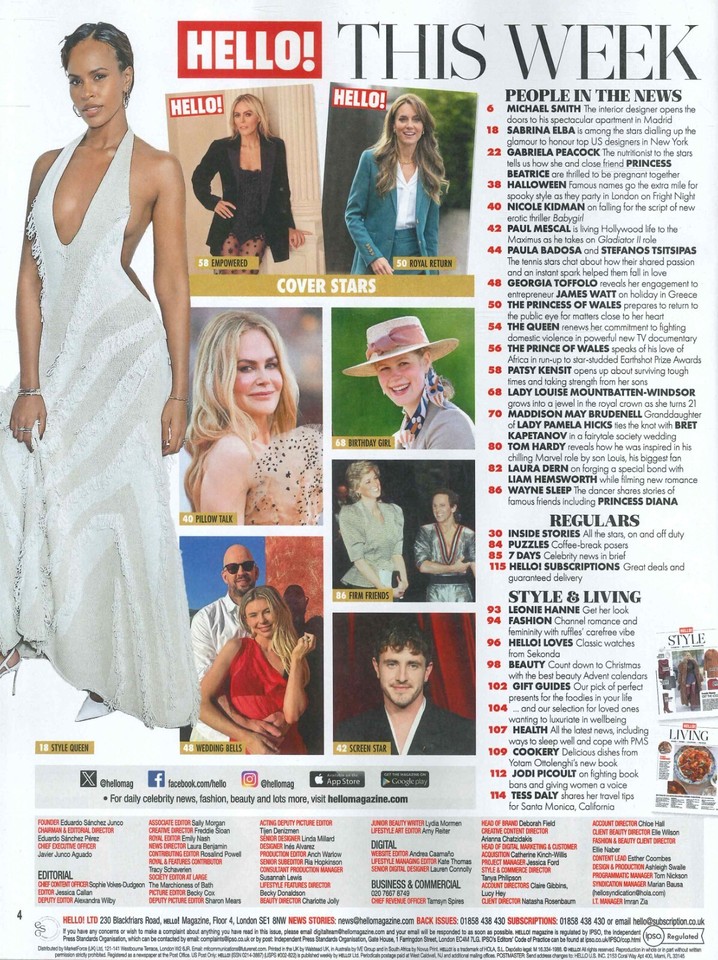 HELLO! Magazine Princess Kate Cover, Patsy Kensit, Nicole Kidman, Royal ...