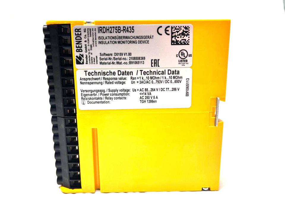 BENDER ISOMETER IRDH275 IRDH275B-R435 IRDH275B-435 D159 V1.8 ART ...