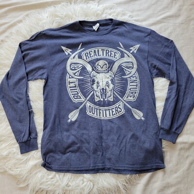 Realtree Outfitters Long Sleeve T-Shirt Tee Blue Skull Hunting Delta ...
