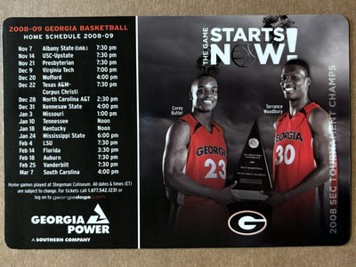 2008-09 Georgia Bulldogs Basketball Magnet Schedule-2008 SEC Tournament ...