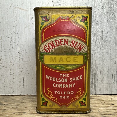 Vintage Golden Sun Spice Tin - Mace Woolson Spice Co Toledo Ohio ...