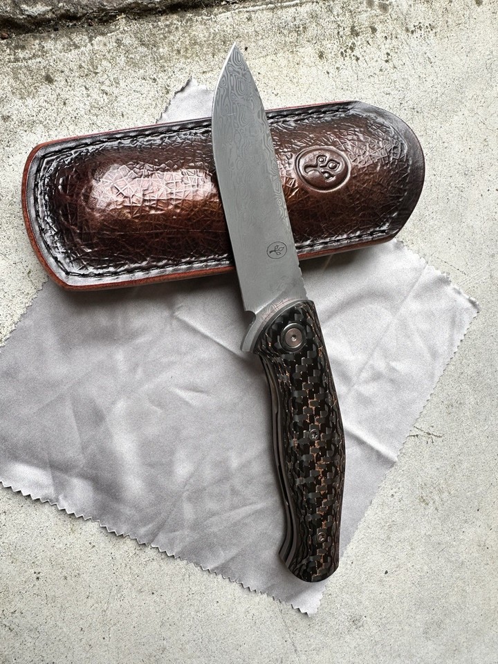 Custom Damasteel Folding Knife, Shashunder Ukrainian Knives, zirconium ...