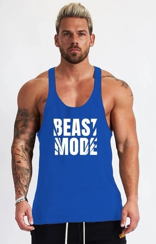 Beast Mode Tank Top XL Gym Workout Bodybuilding Blue White New XL 40-42 ...