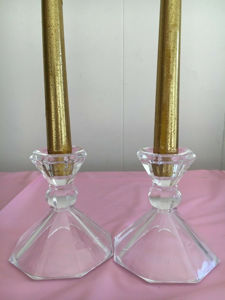 Crystal Clear Four Inch Lead Crystal Taper Candle Holders | eBay