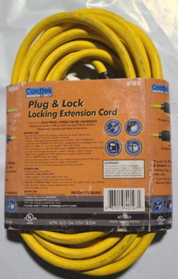 Plug & Lock Locking Extension Cord 12/3 25Ft Free Shipping | eBay