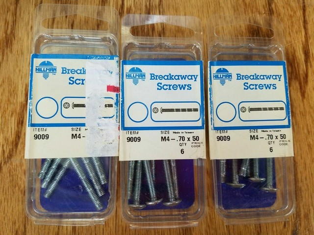 BREAKAWAY SCREWS Size M4 - .70 Hillman 9009 6 pack packs for sale ...
