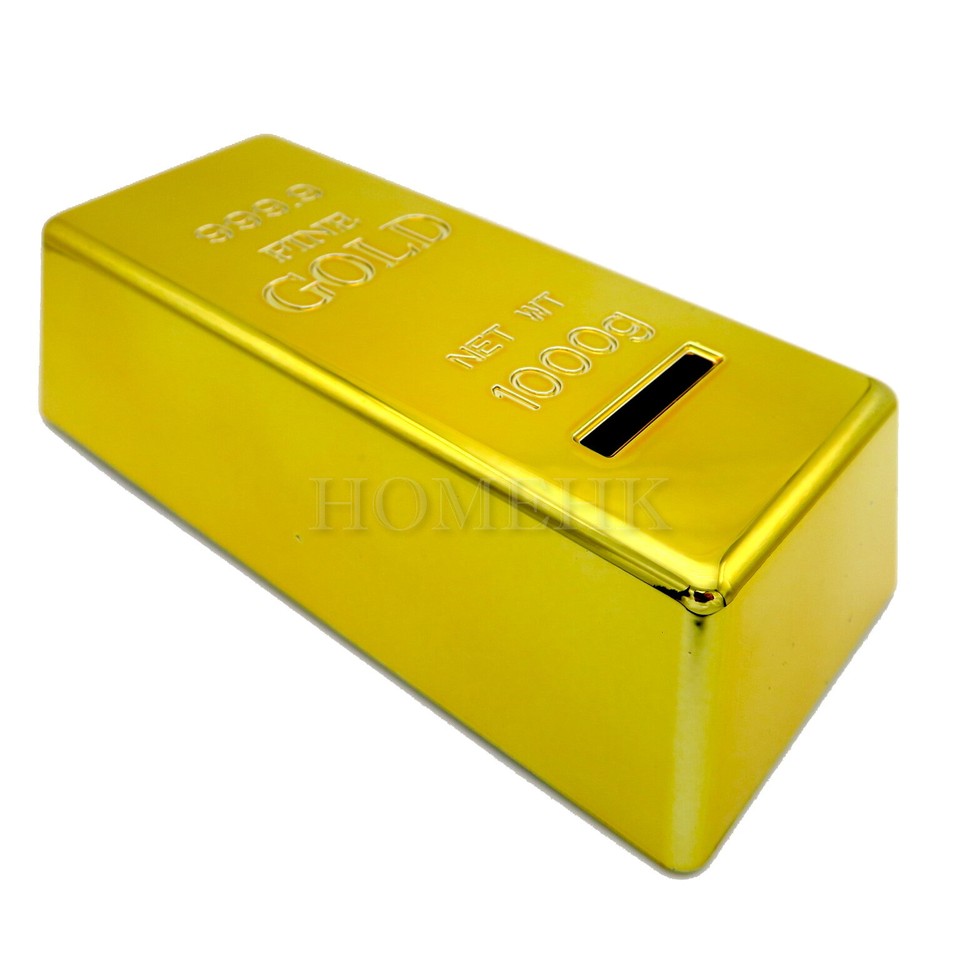 Gold Bullion Bar Money Bank Coin Box Saving Storage Piggy Tank Gift ...