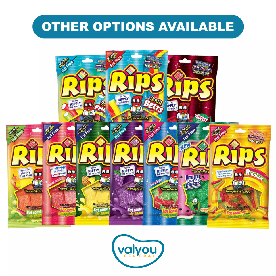 12x Bags Rips Rainbow Flavored Bite Size Licorice Pieces Fat Free Candy ...