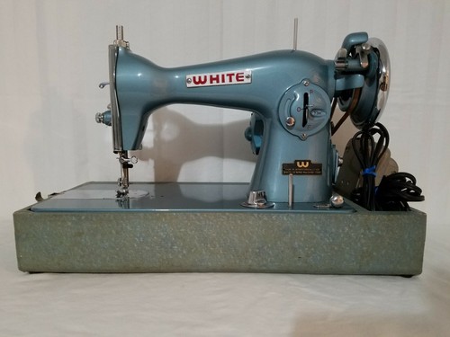 Vintage Collectors White Japan Rotary Sewing Machine E-6354 Teal Retro ...
