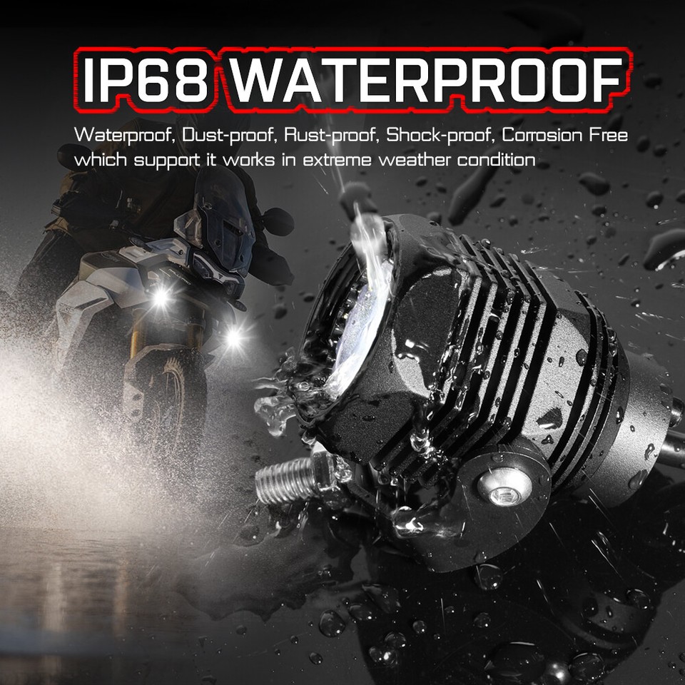 2x 20W LED Spot Motorcycle Light auxiliary Headlight Driving Fog Lamp ...