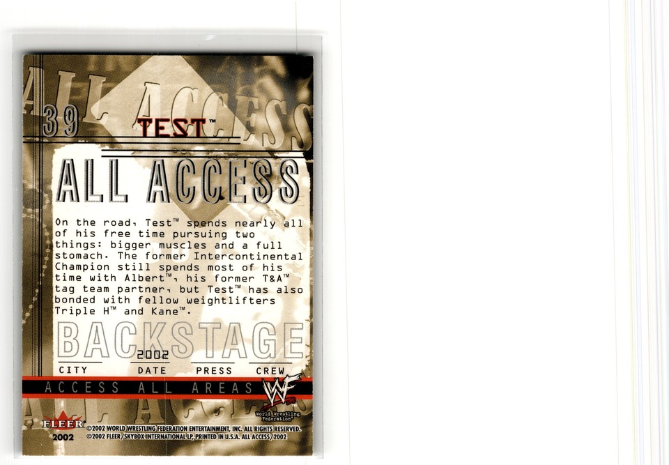 2002 Fleer WWF All Access #39 Test | eBay