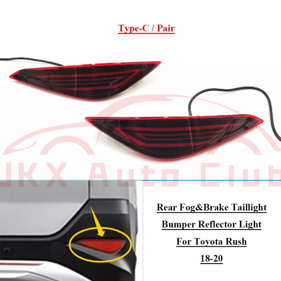 2Pcs Red LED Rear Bumper Tail Brake Light Lamp t For Toyota Rush 2018 ...