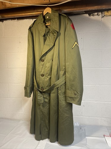 1953 US Army OG-107 Overcoat Roll Collar Winter Great Large Lined 28th ...