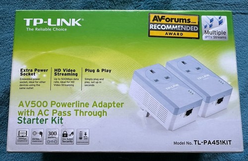 TP-Link TL-PA451 KIT AV500 Mbps Powerline Adapters BT, Sky, Virgin, EE ...
