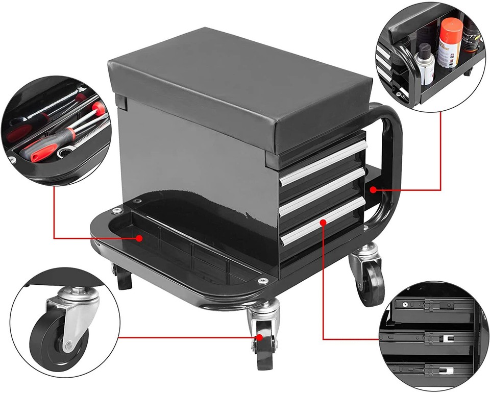 Rolling Tool Box Drawers Chest Seat Tools Storage Cabinet Mechanic ...