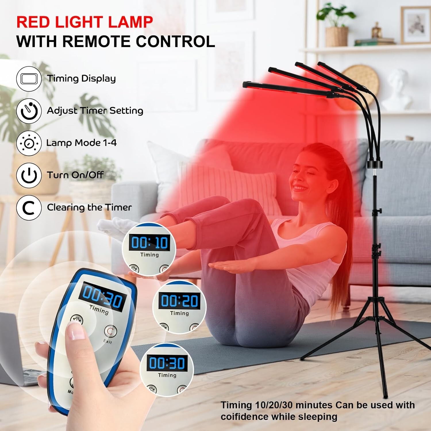 Red Light Lamp, 180 LED's Infrared Light Lamp with Stand, 660nm & 850nm ...