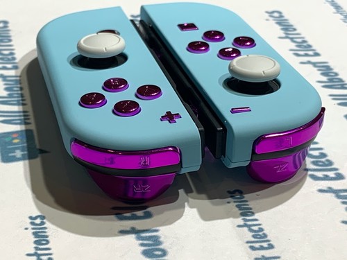 Nintendo Switch Custom Joycons Heaven Blue Joy-Con Controller W/ Chrome ...