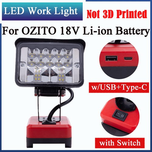 Outdoor LED Work Light for OZITO 18V Lithium Battery with USB&Type-C ...