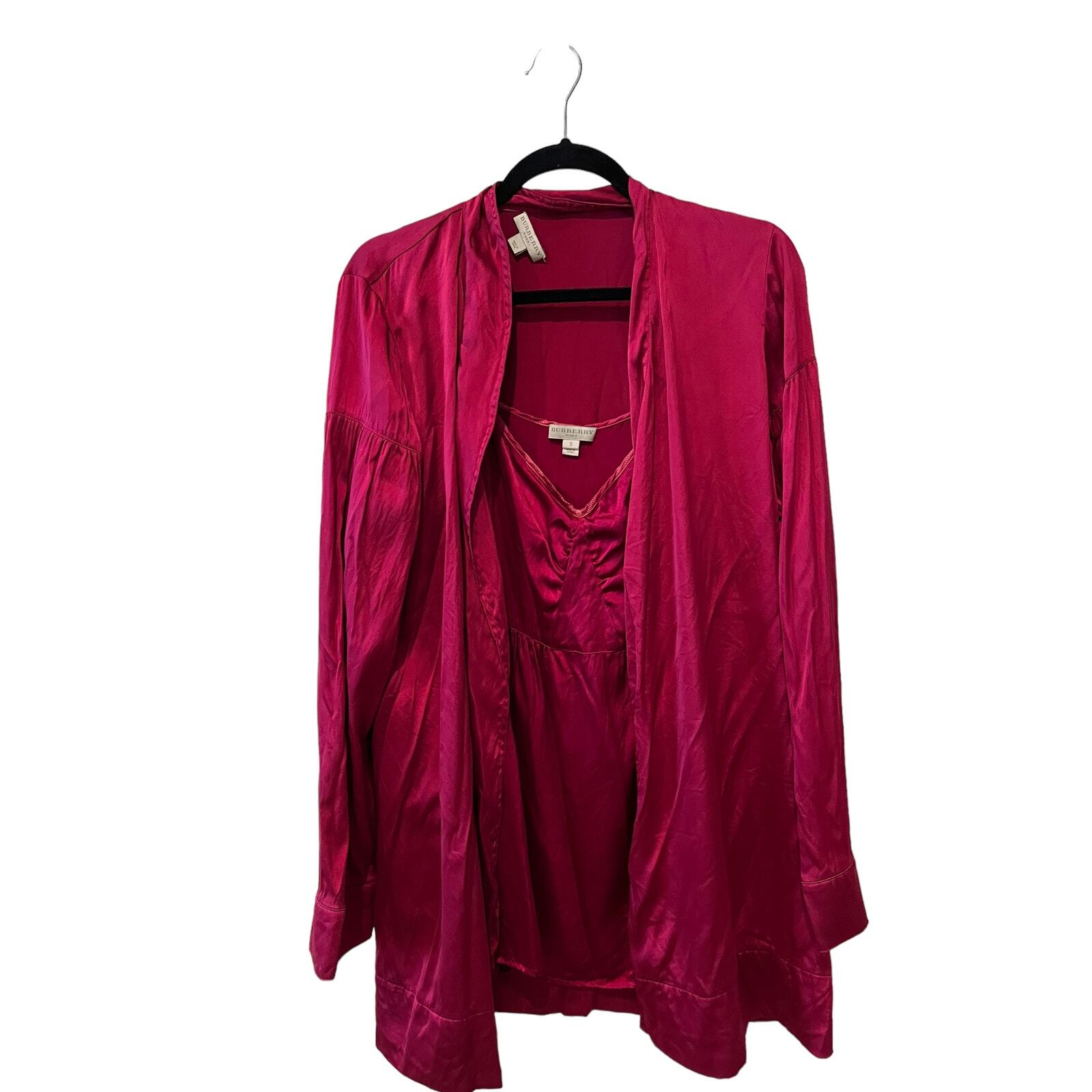 Burberry Body silk chemise dress & robe set Raspberry… - Gem