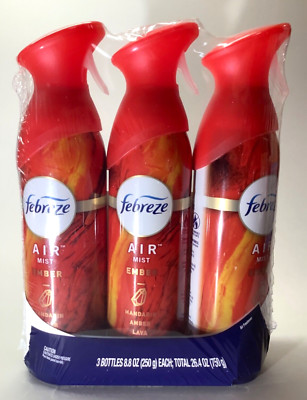 3 Febreze Air Mist Ember Mandarin Amber Lava Air Freshener 8.8 oz ea ...