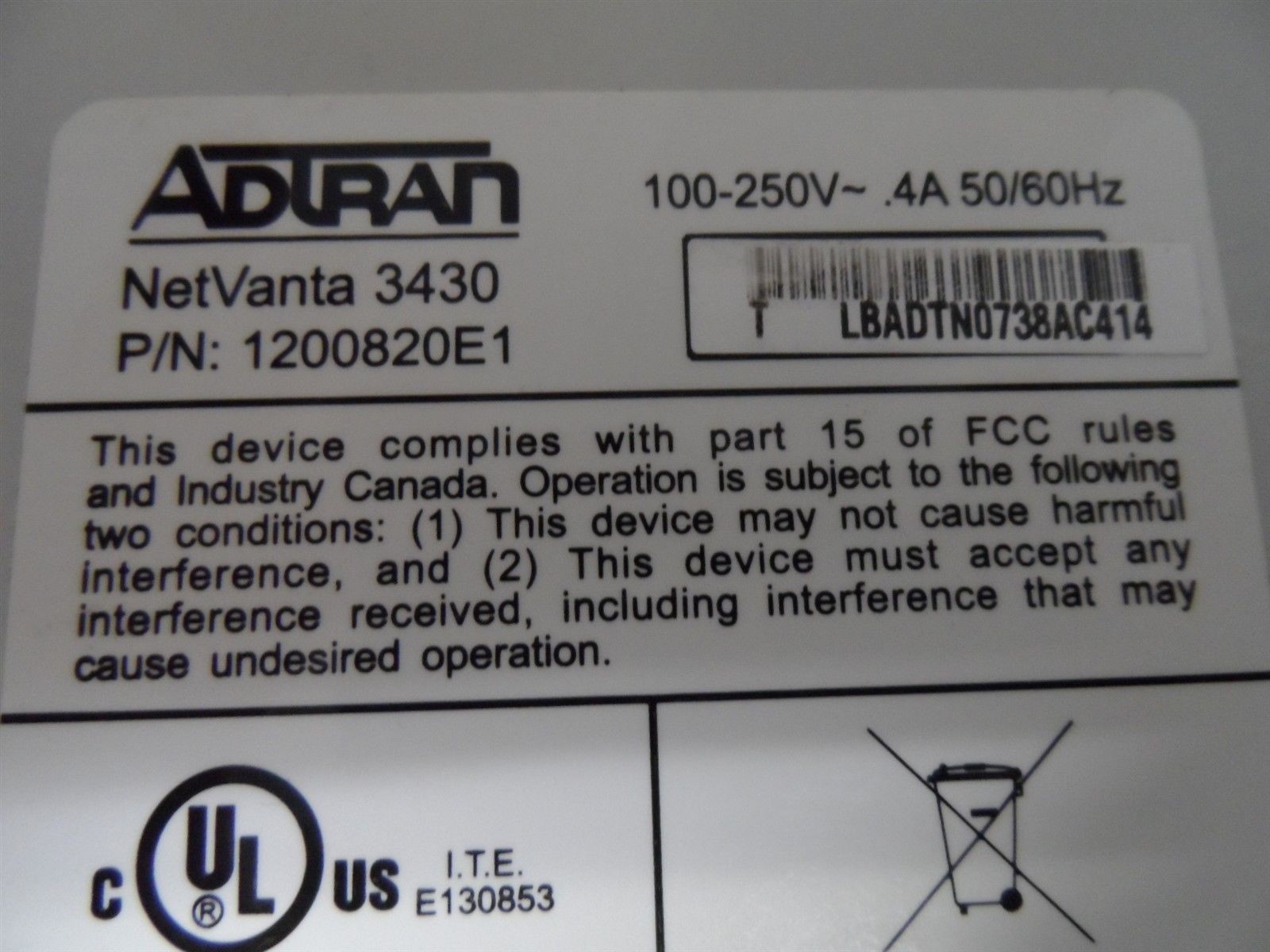 Adtran NetVanta 3430 1200820E1 Power Cord Console Cable White Lot 3x | eBay