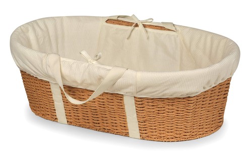 Woven Moses Changing Basket - Portable Baby Diaper Station with Pad ...