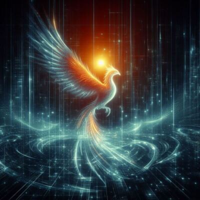 Transparent Phoenix Rising from a Digital Apocalypse Poster Art Print ...